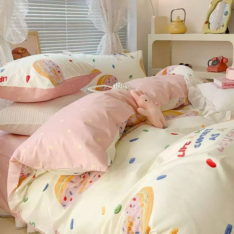 Комплект постельного белья MINISO Hello Kitty розовый 220x260cm 3PCS, Черный