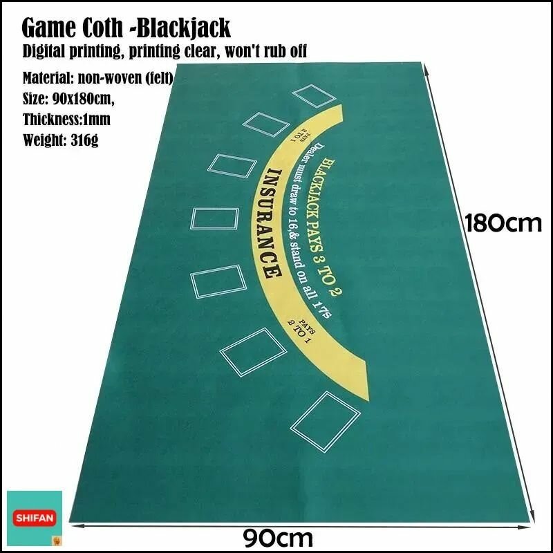 Эксклюзивная скатерть Блэкджек 180x90 см для игрового стола