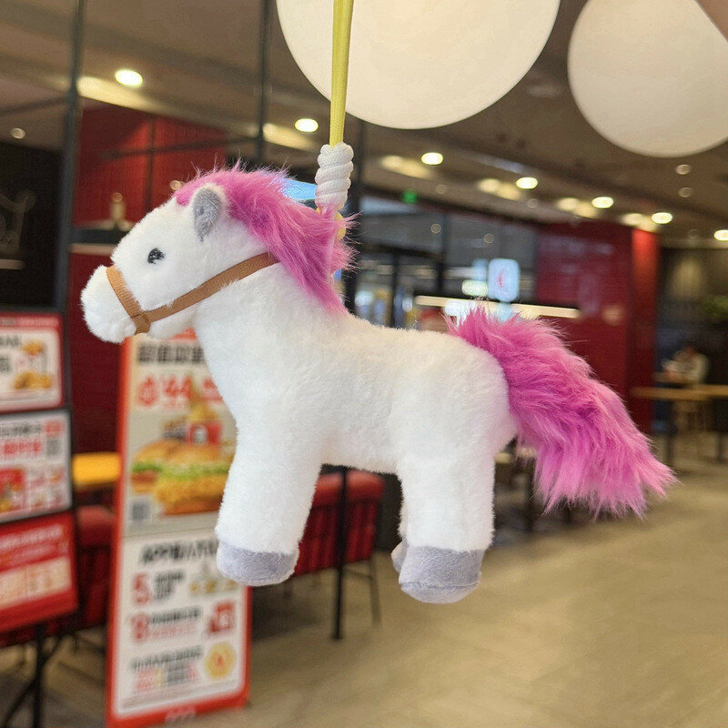 Плюшевая игрушка pony shape short plush doll с золотым брелоком для коллекционеров и детей розовая