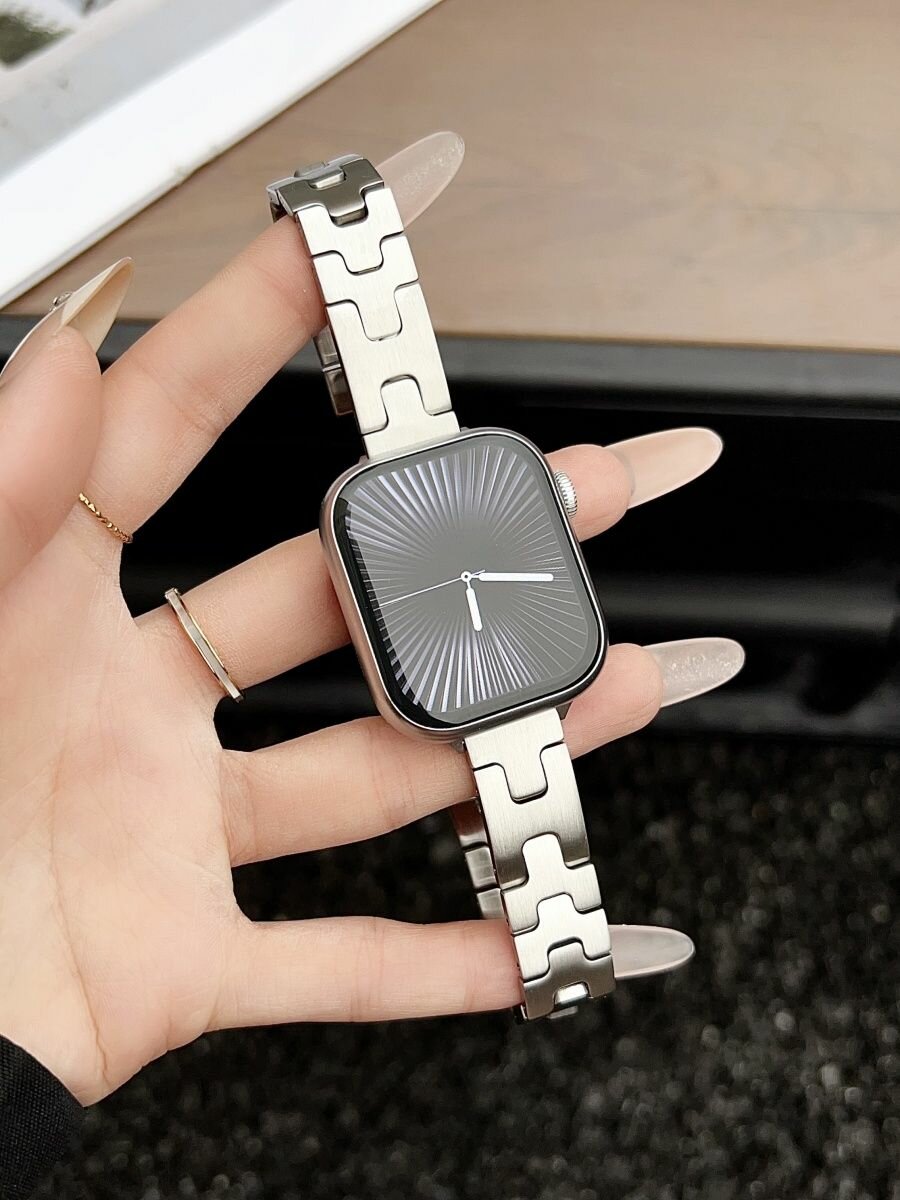 Металлический ремешок для Apple Watch Series10 42mm/ Series 1-9 и SE 38mm , 40mm , 41mm, с застежкой-бабочкой, Herm s