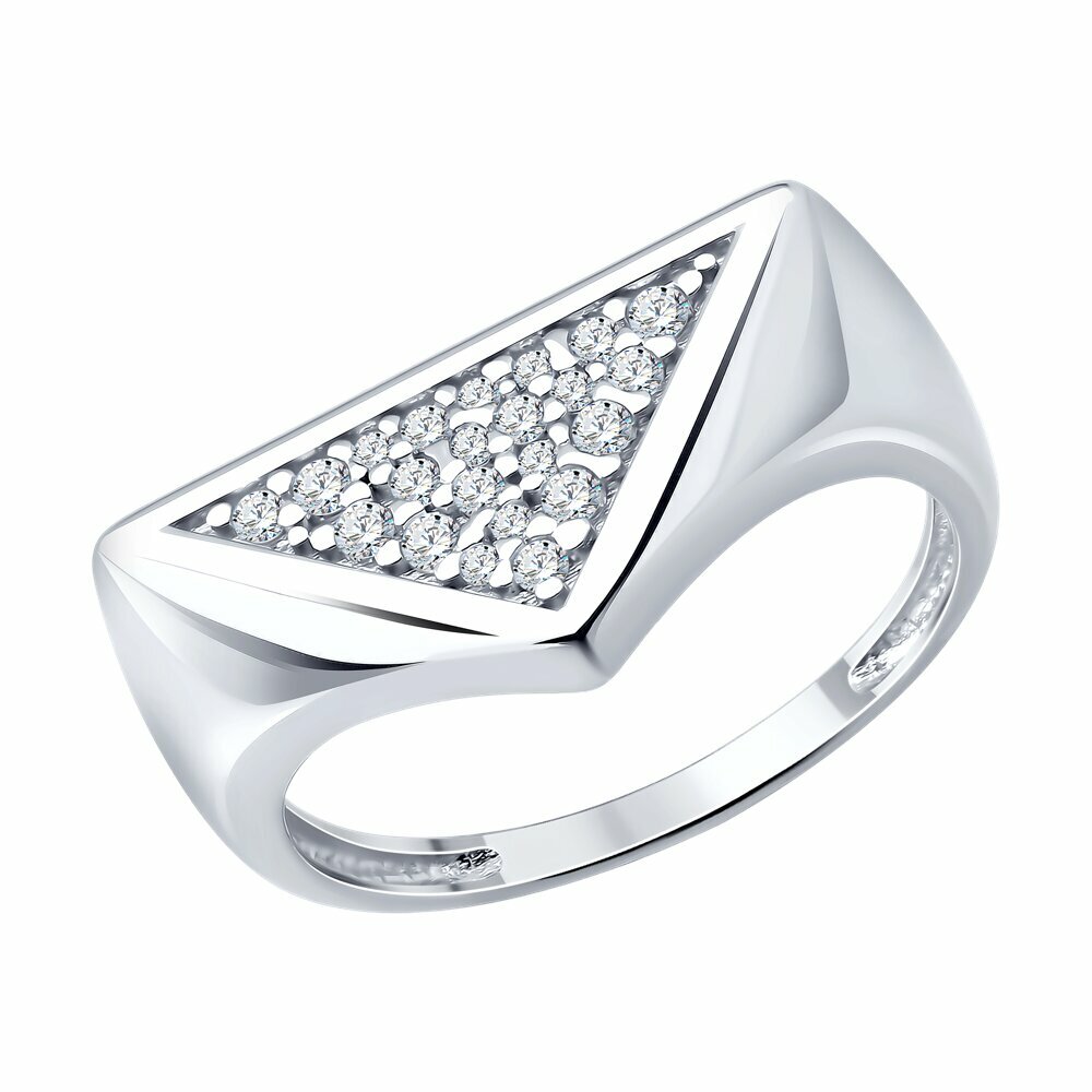 Кольцо, серебро, 925 проба, родирование, фианит