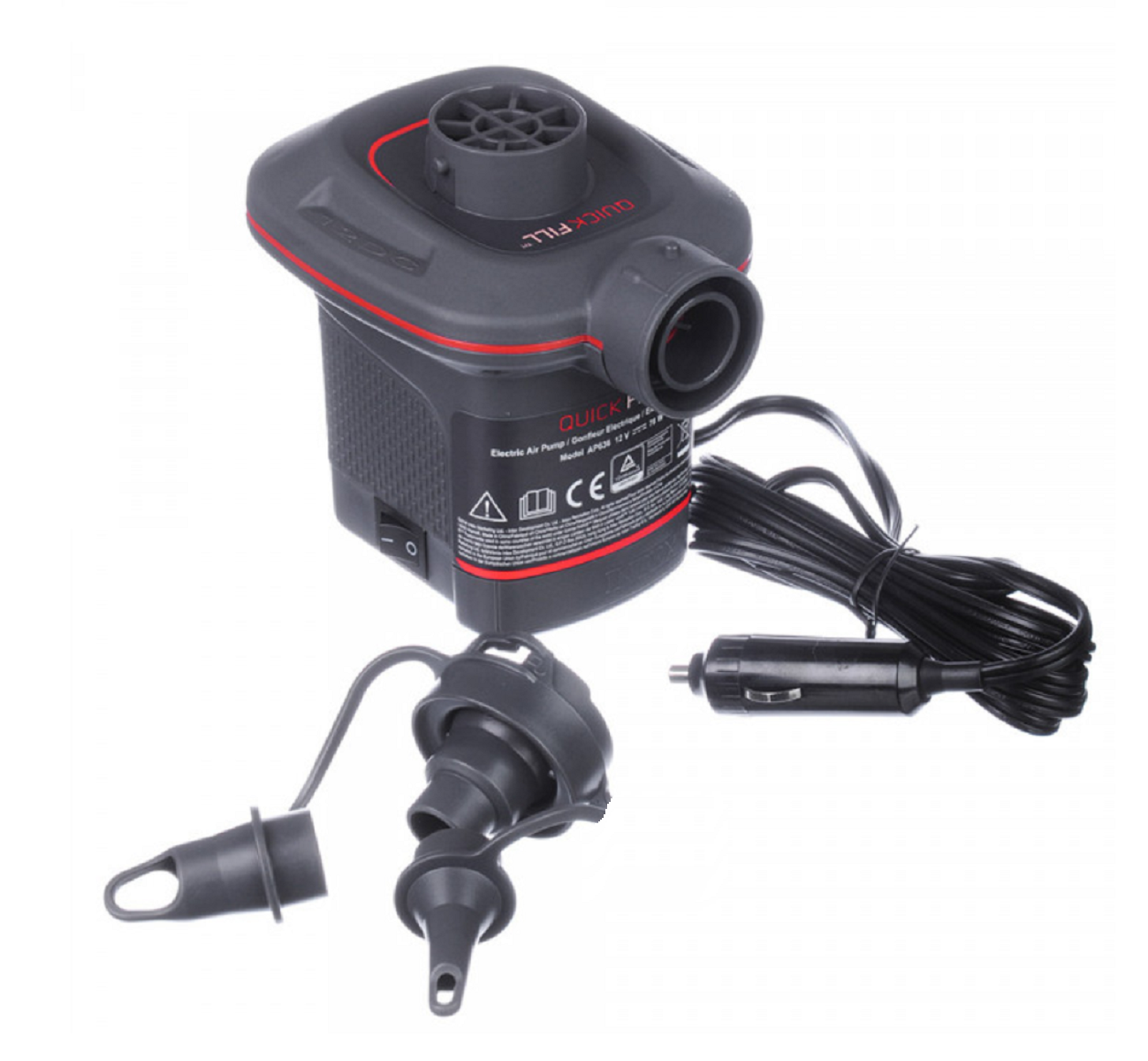 Насос электрический 12V VOLT QUICK-FILL DC, 3 насадки, Intex 66636