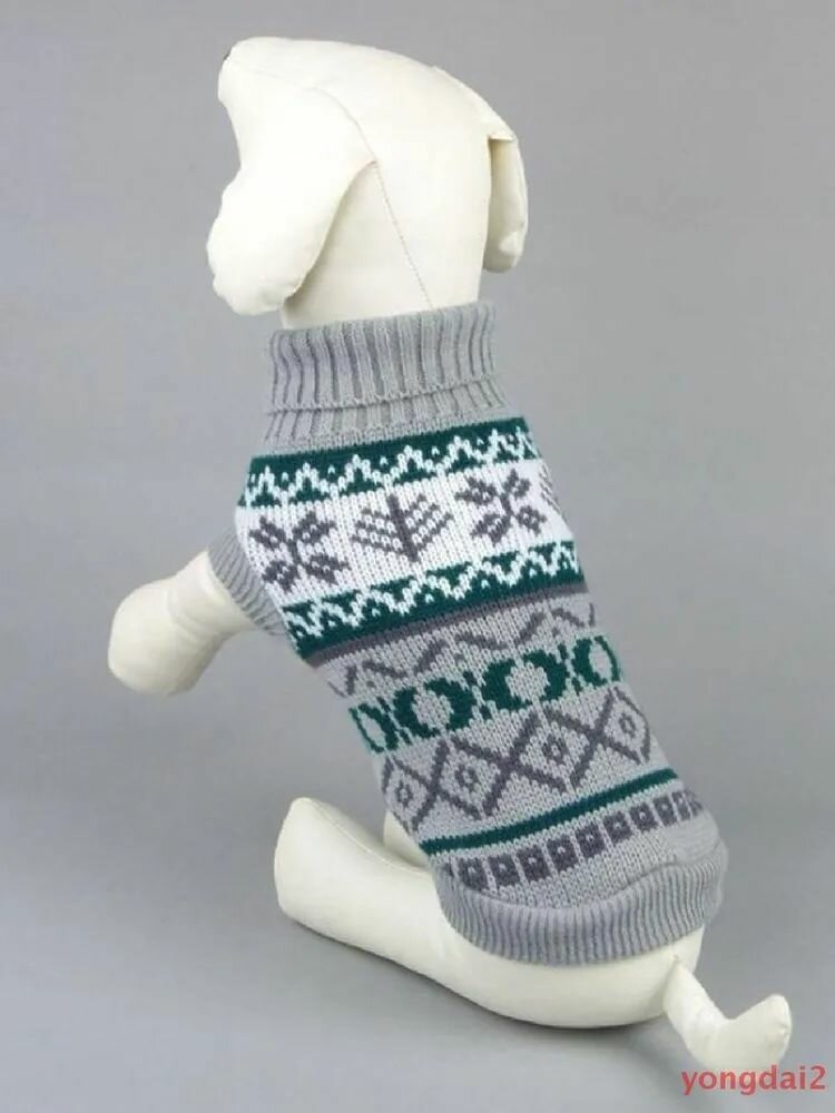 Свитер для собак и кошек мелких и средних пород "Жакард" серый, XXL (39-42 cm )