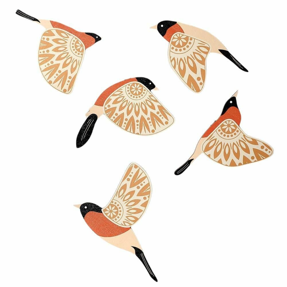 5 шт. Настенный декор в виде черной деревянной птицы/Деревенский декор в стиле народного искусства для indoo