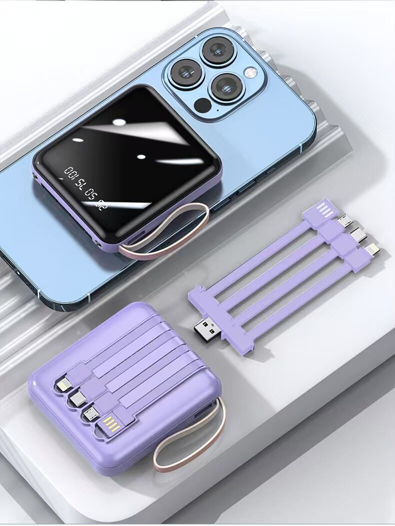 Блок питания "Mini", 10000мАч, розовый, с кабелем