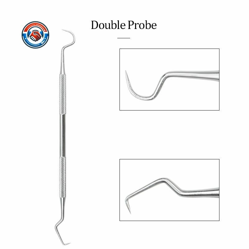 Двойная зубная щётка из нержавеющей стали — многоразовый инструмент для бережной очистки налёта, комплект с зондом