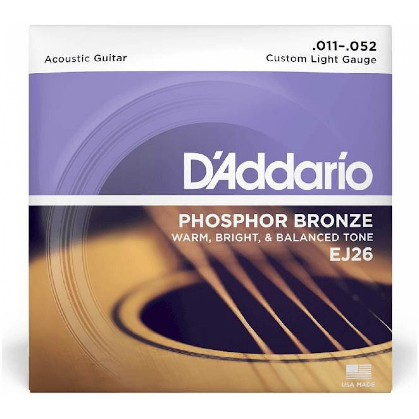 D`Addario EJ26 Phosphor Bronze Acoustic Custom Light, 11-52 струны для акустической гитары