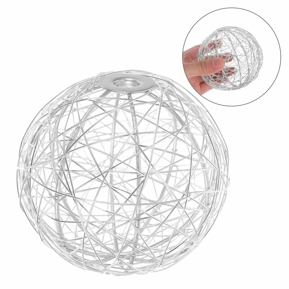 Серебристый алюминиевый шарообразный абажур из проволоки с металлической решёткой для домашнего освещения