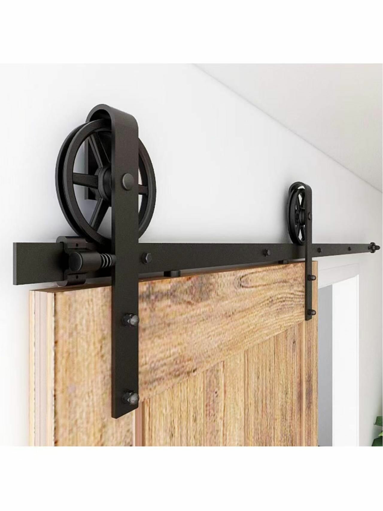 274cm Подвесная раздвижная дверь сарая с большим колесом на колесиках, комплект направляющих для раздвижных дверей, одностворчатая дверь (без двери)