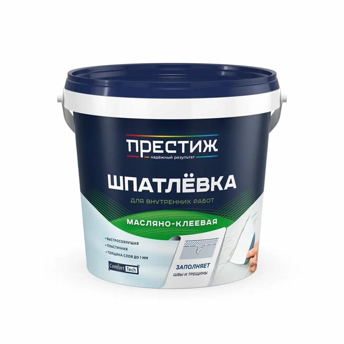 Шпатлевка финишная Престиж масляно-клеевая, белая, 1,5 кг