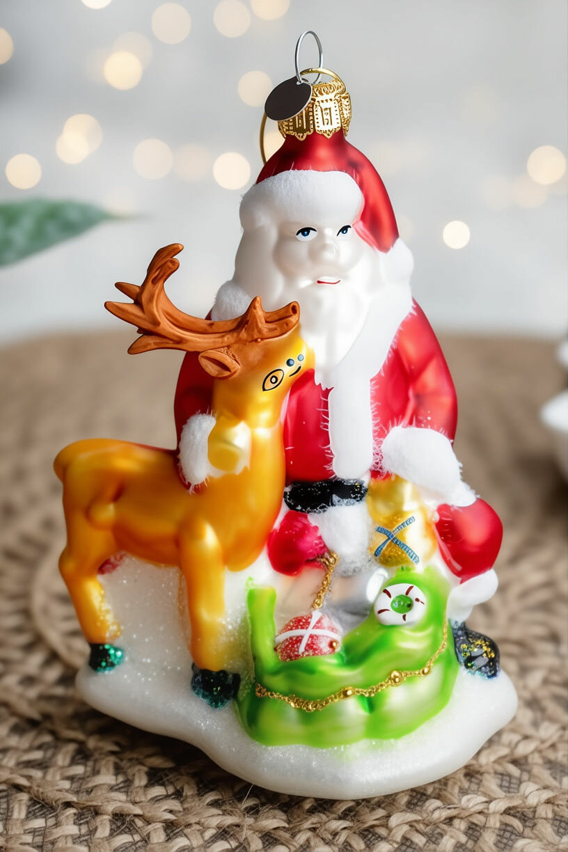 Ёлочная игрушка санта, последние приготовления, стекло, 13 см, Винтер Деко (Winter Deco) 4060445-wd