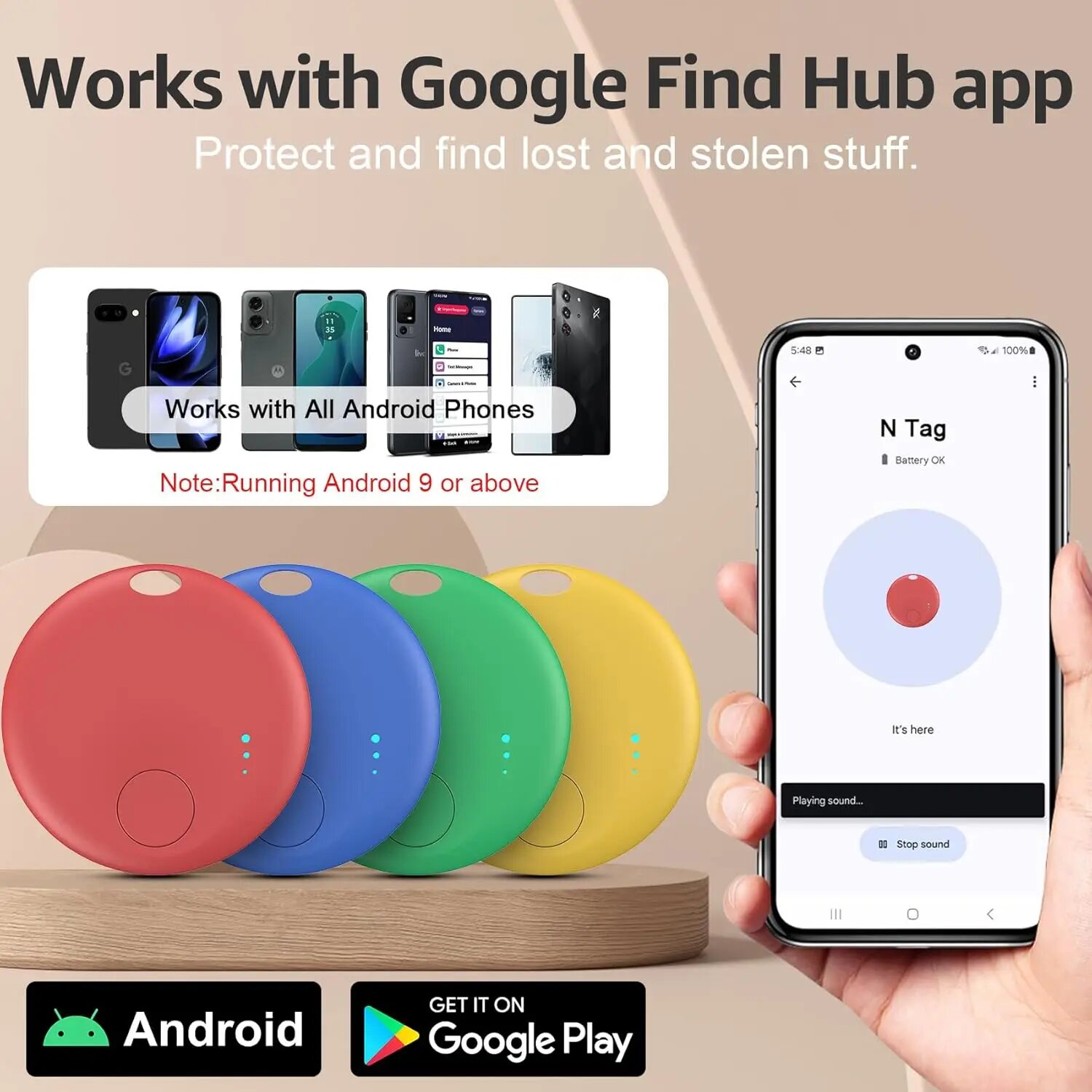 Зеленый Bluetooth трекер Find Hub для Android — фото 1