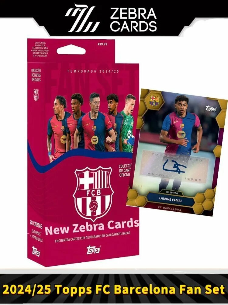 2024/25 Topps FC Barcelona Fan Set Лиги чемпионов - содержит 1 упаковки (28 карточек)