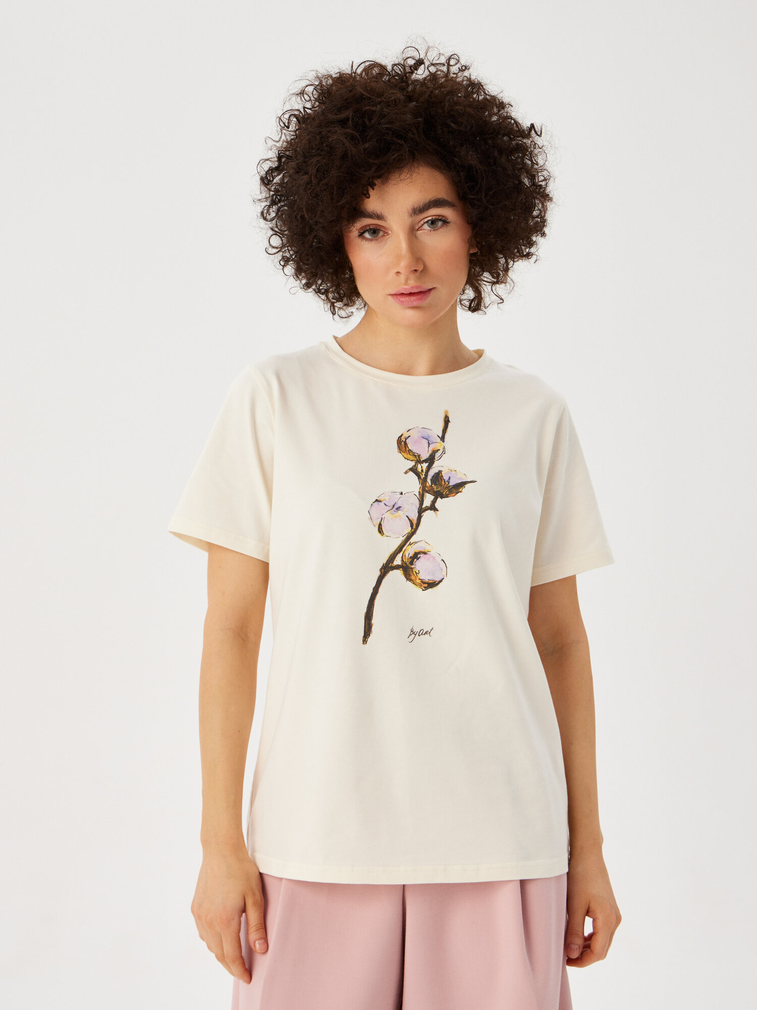 Футболка Футболка Хлопок Экрю