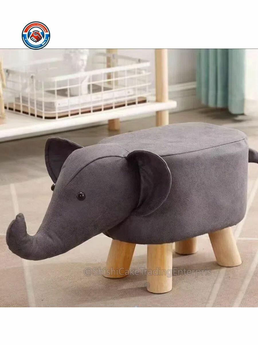 Пуф-животное слоник для детской комнаты, мягкий табурет с деревянными ножками, декоративный пуф для игры и отдыха, яркий аксессуар для мальчиков и девочек