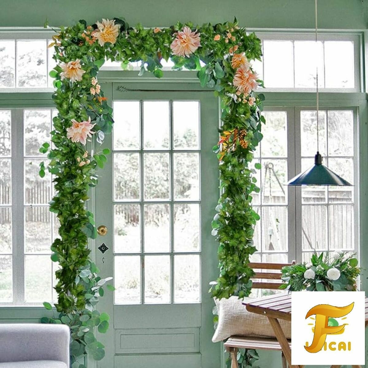 Искусственное растение, искусственный плющ, лиана на стену для декора интерьера набор 12 штук