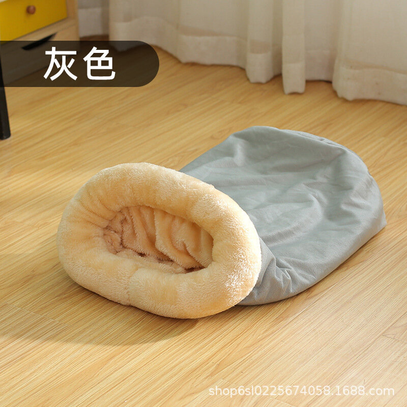 Теплый кошка спальный мешок для домашних животных гнездо осенью и зимой Обычный серый