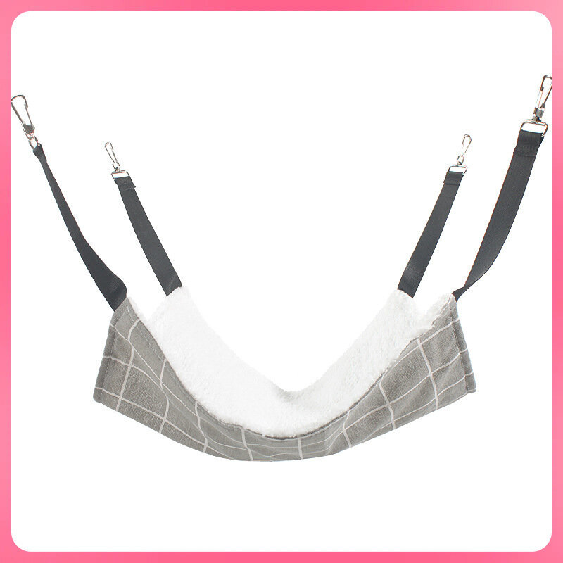 Серая клетчатая флисовая висячая кошачья кровать-качели Большой размер L 53x35см Мягкая теплая удобная для кошек