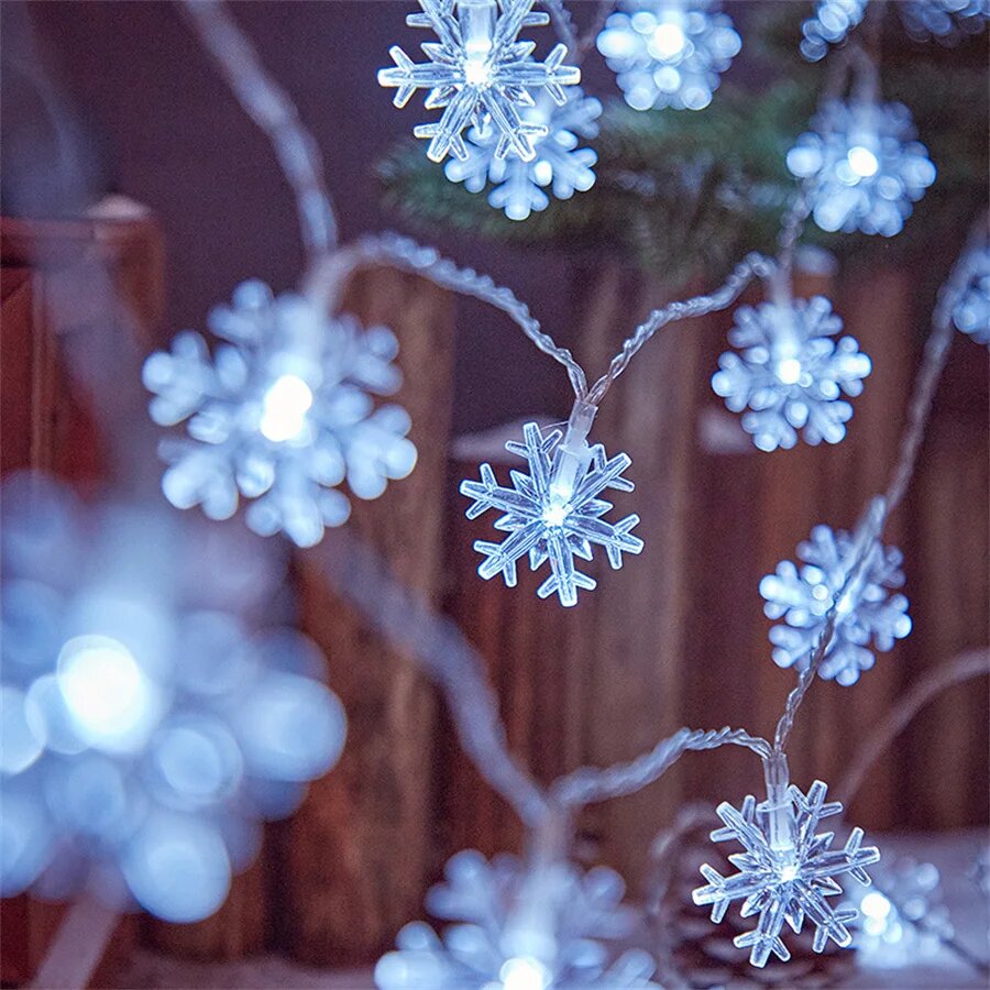 Светодиодная гирлянда-снежинка, 1.5м, 10 LED, холодный белый