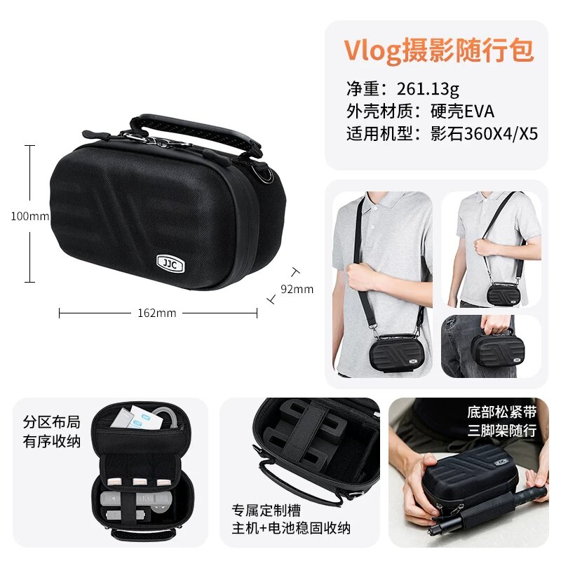 Сумка для камеры JJC, совместимая с Insta360 X5/X4, DJI Action6/5Pro, жесткий чехол из EVA, внутренняя сумка GO Ultra,