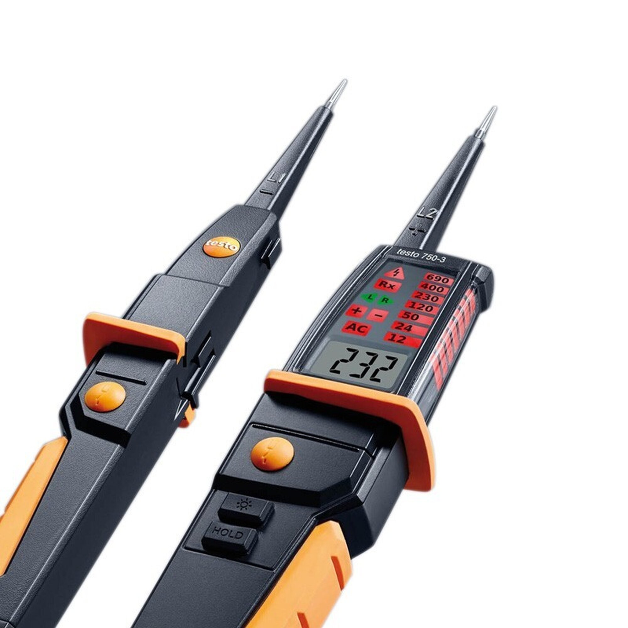 Тестер напряжения Testo 750-3, ЖК-дисплей, подсветка, IP64, черный/оранжевый