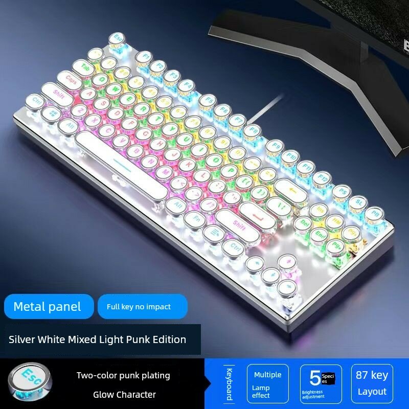 Набор в стиле стимпанк: механическая клавиатура, мышь и гарнитура, зеленая ось, для настольного компьютера, игр,