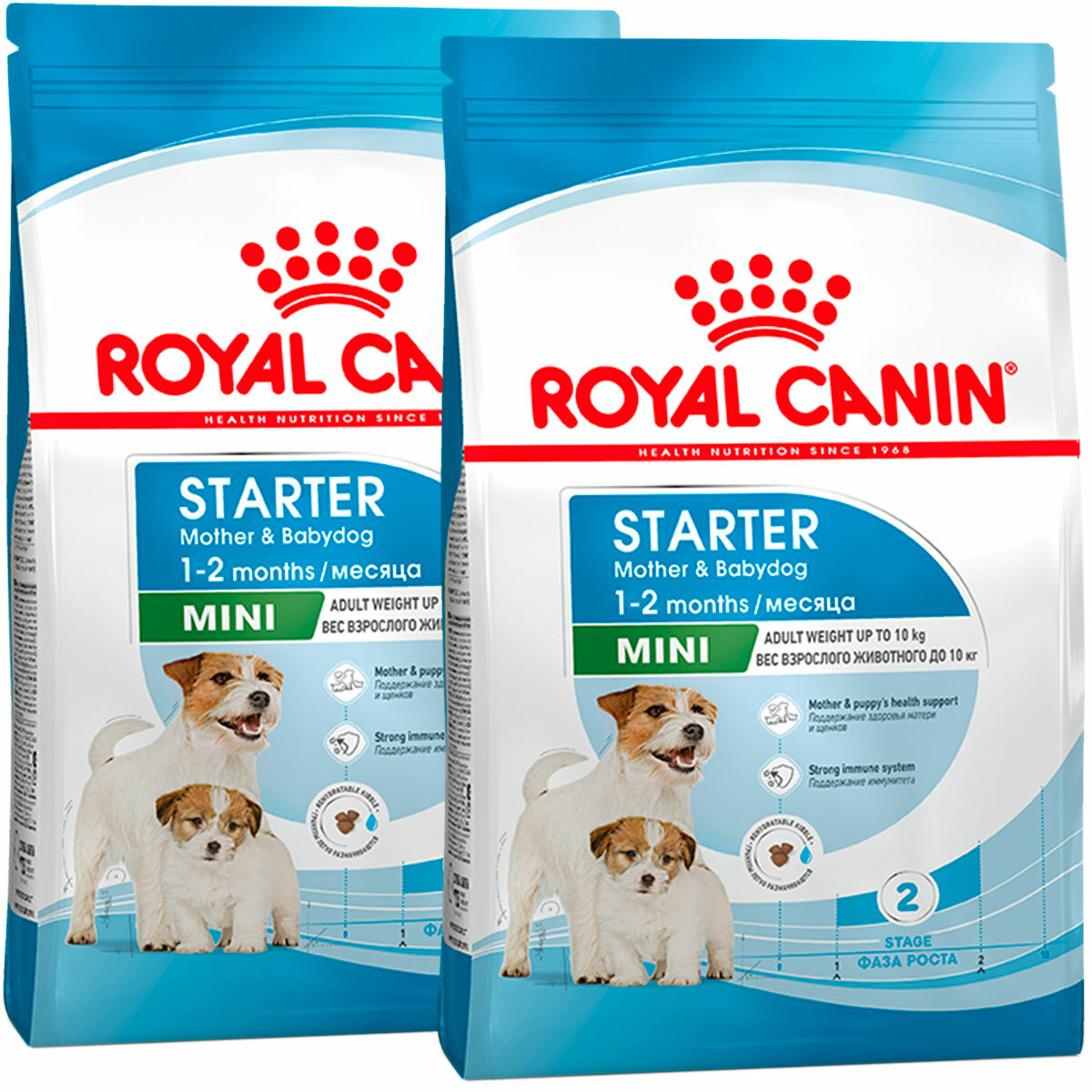 Корм сухой Royal Canin Mini Starter для щенков маленьких пород до 2 месяцев, беременных и кормящих сук, 8,5 кг х 2 шт