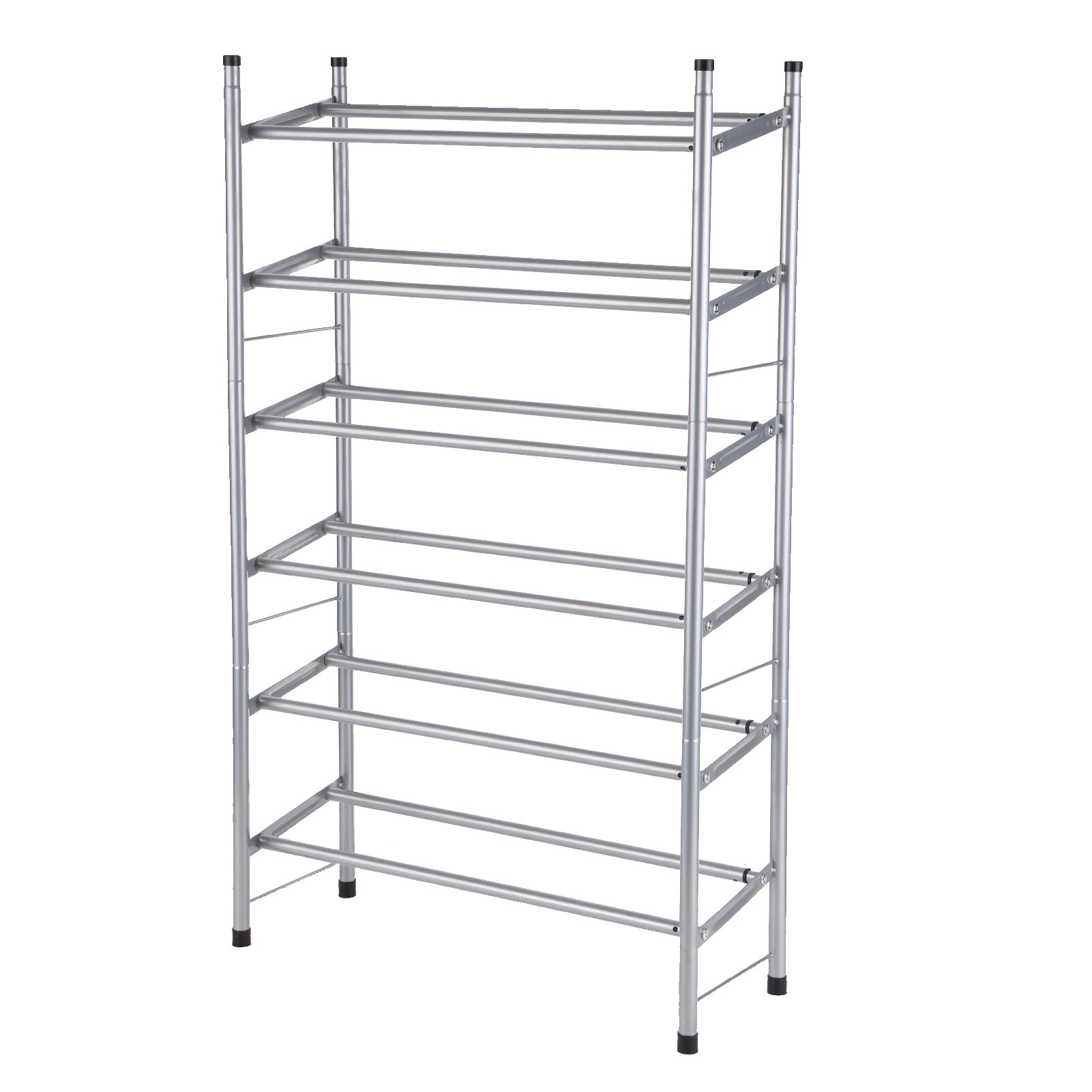 Металлический шкаф для обуви 6-ярусный органайзер полок для обуви с экономией места регулируемый большой вместимостью телескопический шкаф для обуви, цвет белый/серый (выбор), размер 60-110*23*100см, материал металл, вес товара 2200г, вес упаковки 2890г,