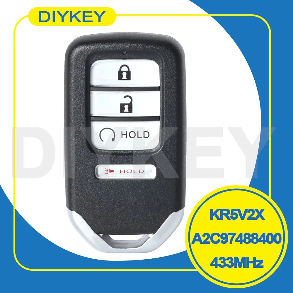 DIYKEY FCC ID: KR5V2X 433 МГц A2C97488400 Smart для Honda Ridgeline 2017 2018 2019 Пульт дистанционного управления с автоматическим ключом P/N: 72147-T6Z-A11