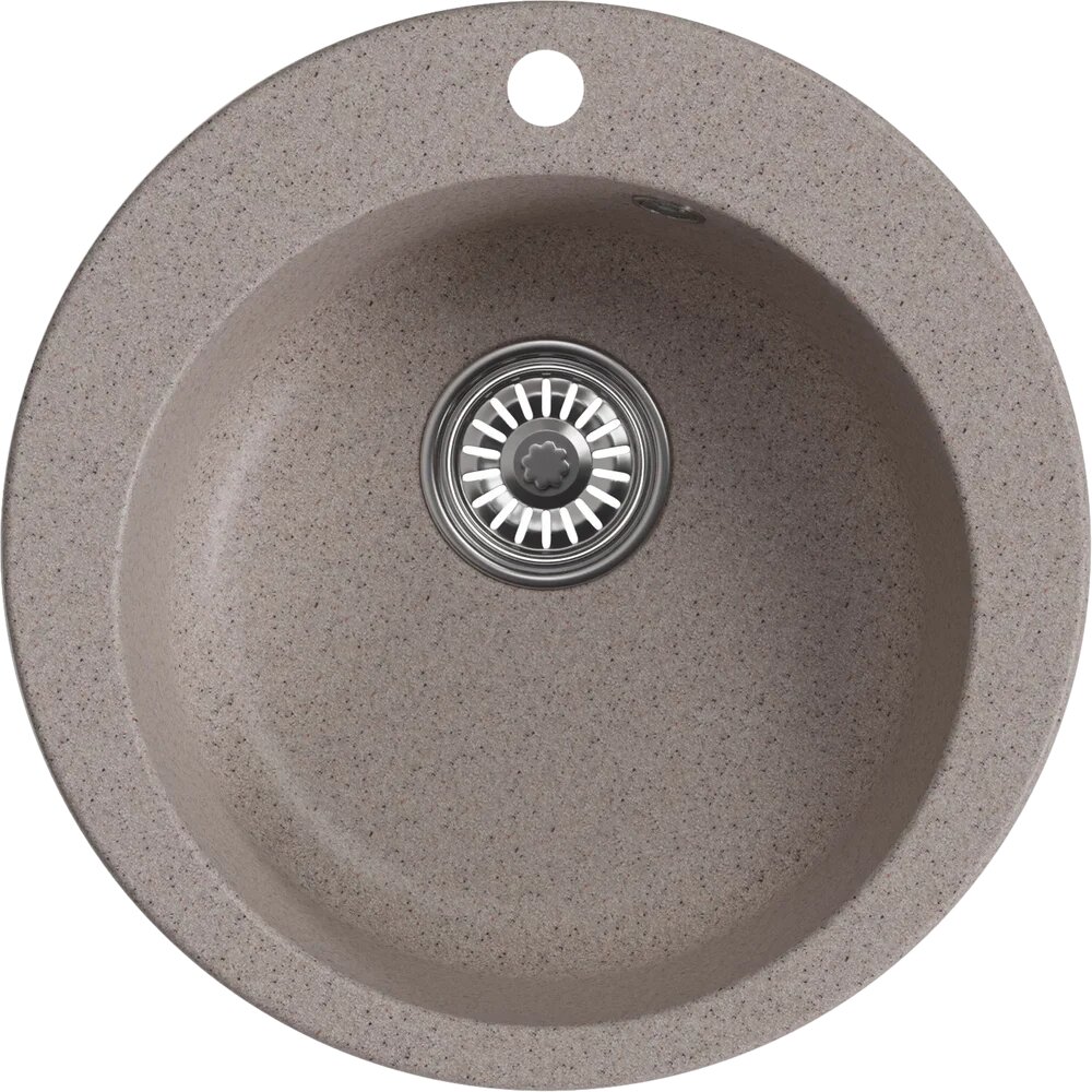 Мойка кухонная Mixline ML-GM13 мраморная, 49x49, круглая, мойка для кухни, бежевая, матовая