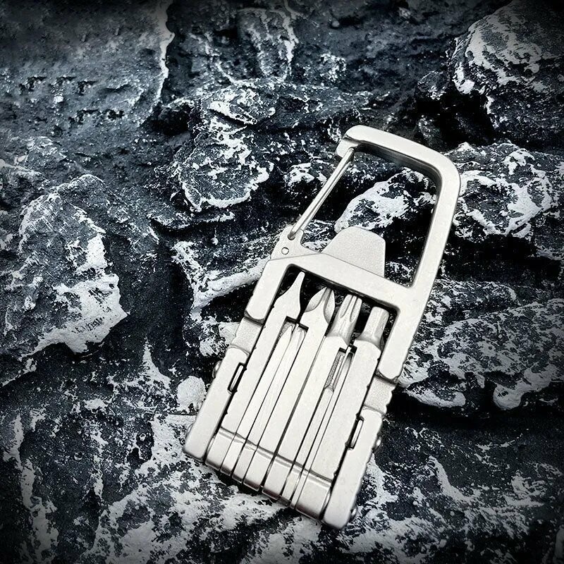 Мультитул туристический с карабином 13 в 1. Универсальный складной нож, многофункциональный, походный