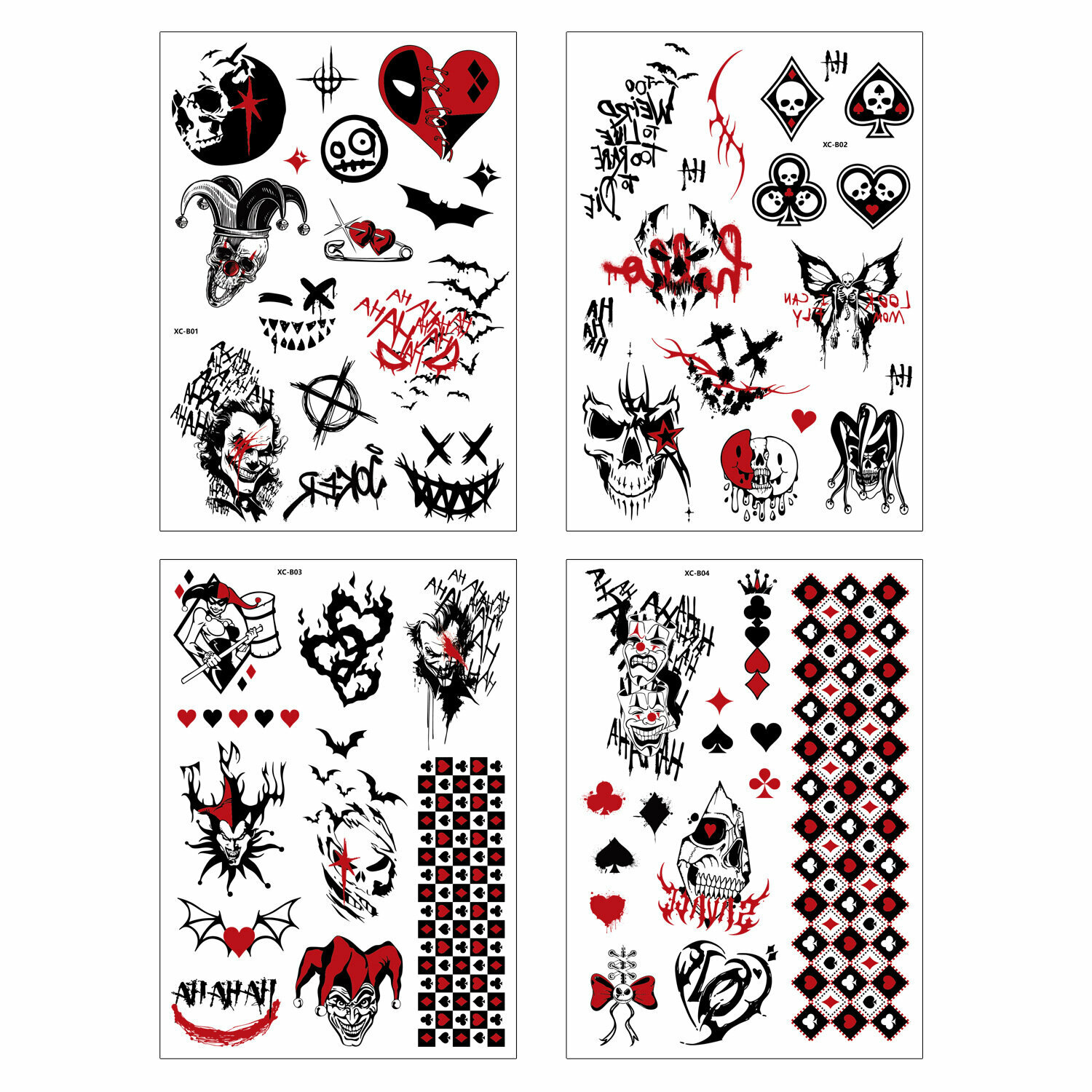 Наклейки-татуировки на Хэллоуин, Отряд самоубийц, костюмы для вечеринки в виде призрачного лица, наклейки-татуировки на лицо.