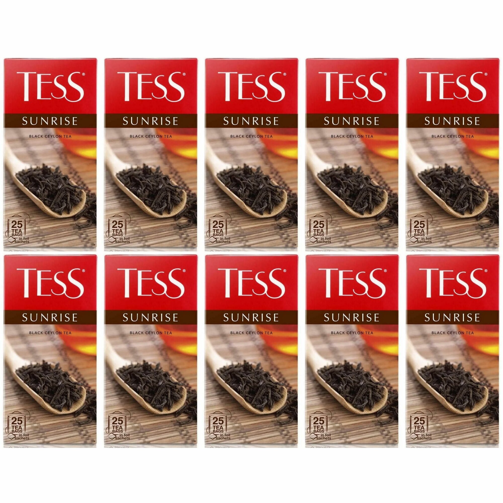 Tess Чай черный Sunrise, 1,8 г, 25 пакетиков, 10 шт в коробке