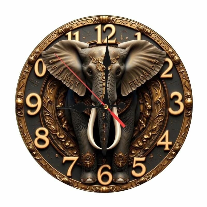 Современные акриловые настенные часы, - 10 дюймов - Слон