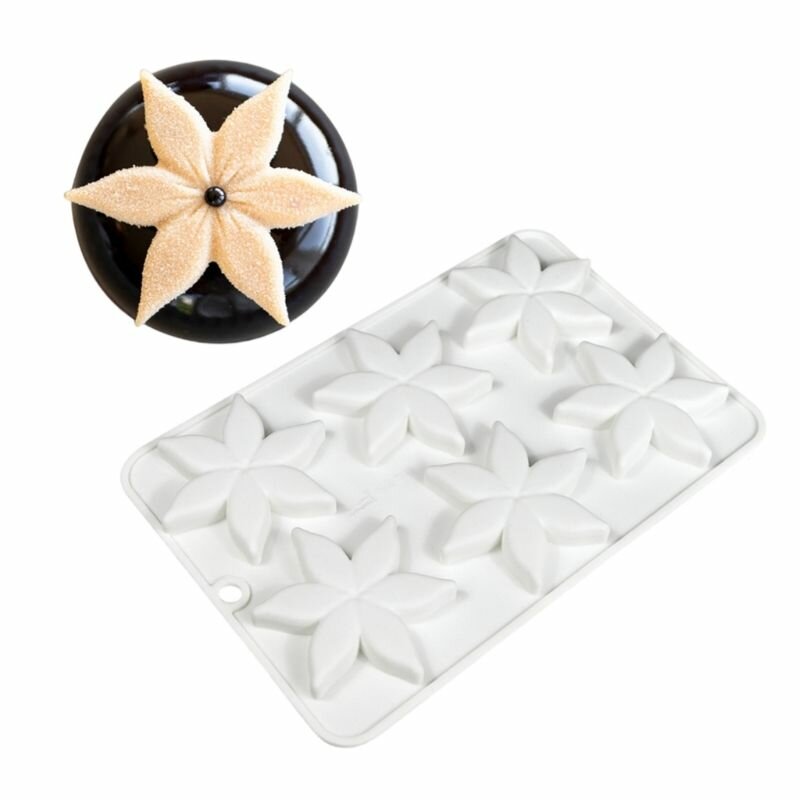 Силиконовая форма clever Keli с шестилепестковым цветком "6 в ряд"