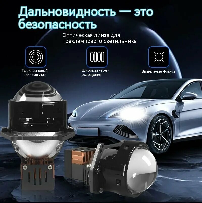 Модуль дальнего/ближнего света, арт. G90 Everbright 3.0 6000k, 2 шт.
