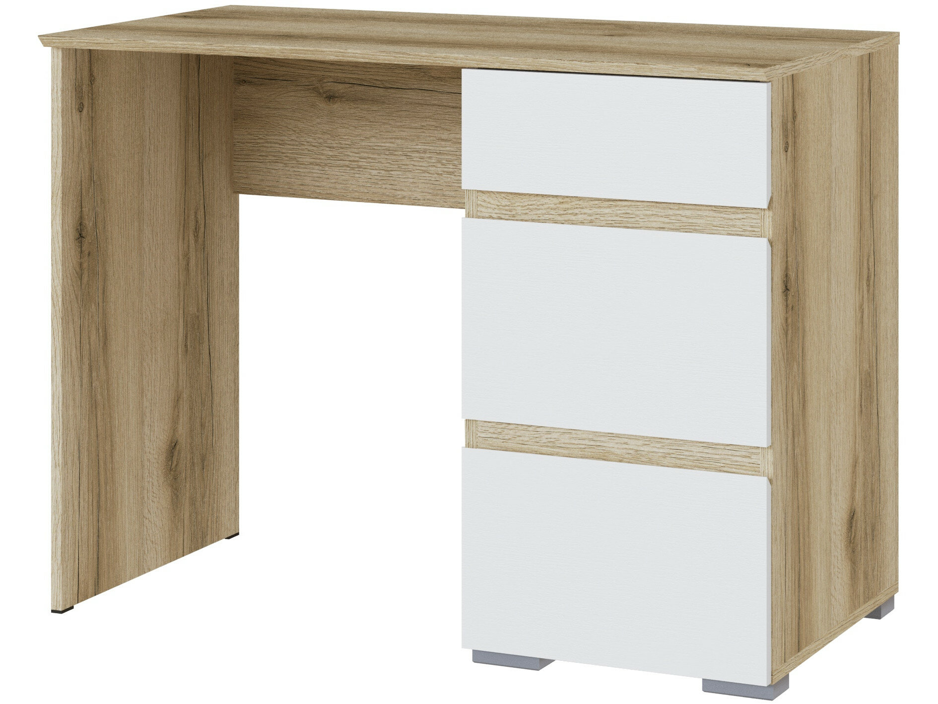 Стол косметический с тремя ящиками, из ЛДСП, в стиле минимализм, делано/белый