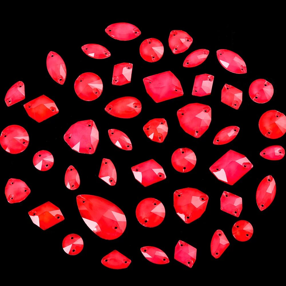 OLEeya стеклянные стразы все неоновые цвета Красный, mix shape 20pcs, Siam Neon