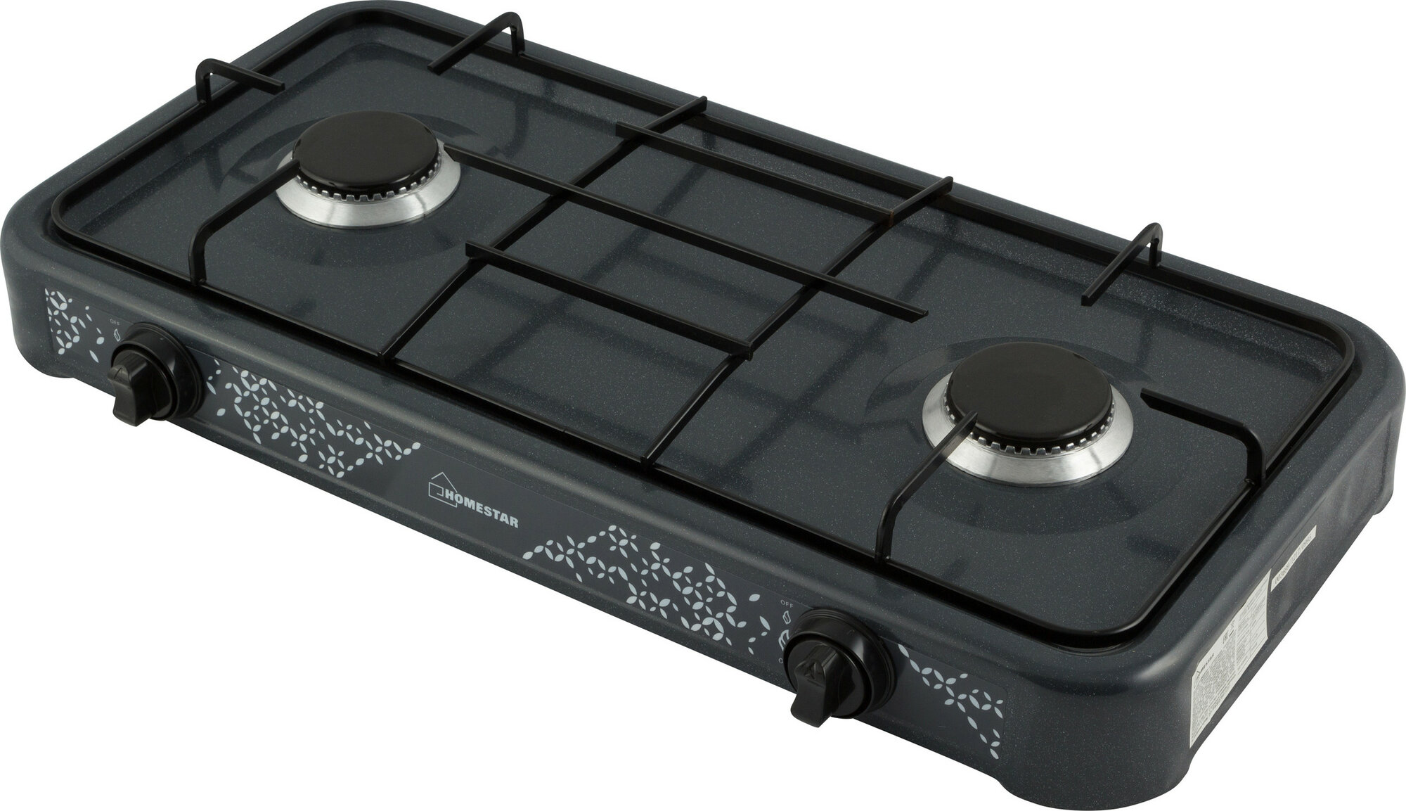 Плитка газовая HOMESTAR HS-1202, настольная, две конфорки, черная