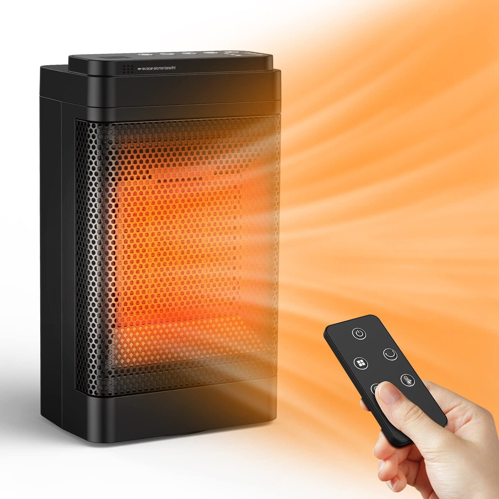 Электрический обогреватель для помещений, быстрые нагрев, 70° качающийся и портативный обогреватель с термостатом, 1500Вт ПТЦ керамический обогреватель для комнаты с пультом дистанционного управления, 12-часовой таймер, светодиодный дисплей, для офиса