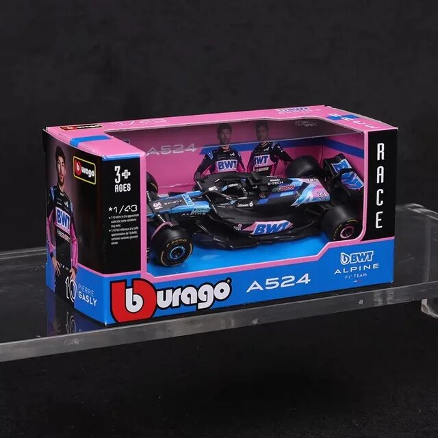 В наличии. Супер-акция Bburago F1 Car 1:43 Bwt Alpine A524 Bahrain, японская сборка, микролитая модель из сплава, игрушка на заказ, подарок.