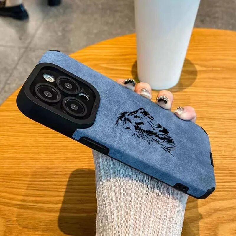 Чехол для телефона из искусственной кожи с узором льва для iPhone 11, iPhone17 Эйр, Blue-YYDSU1333