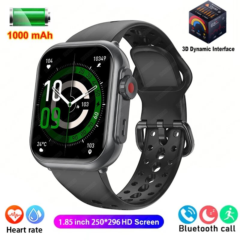 Смарт-часы Watch Ultra 2 SE для мужчин и женщин с батареей 1000 мАч, экраном AMOLED, функцией измерения пульса, 100+ видами спорта, поддержкойBluetooth звонков, GPS трекингом и водонепроницаемостью для iOS и Android — черный цвет