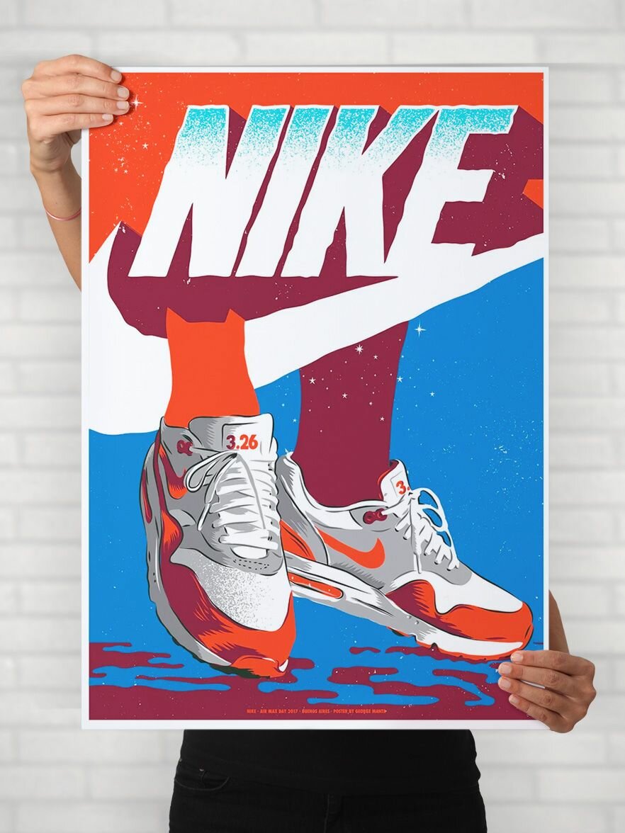 Плакат на стену для интерьера Знаковые Баскетбольные Кроссовки (Nike Air 3) - Постер по легендарной обуви формата A1 (61x84 см)