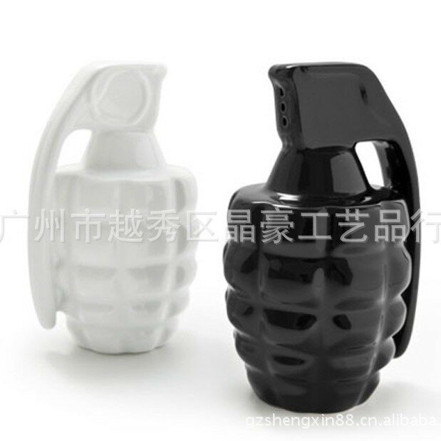 Заводская прямая гранатовая бутылка для приправ черно-белая с керамической бутылкой, ручная игра, банка для приправ,