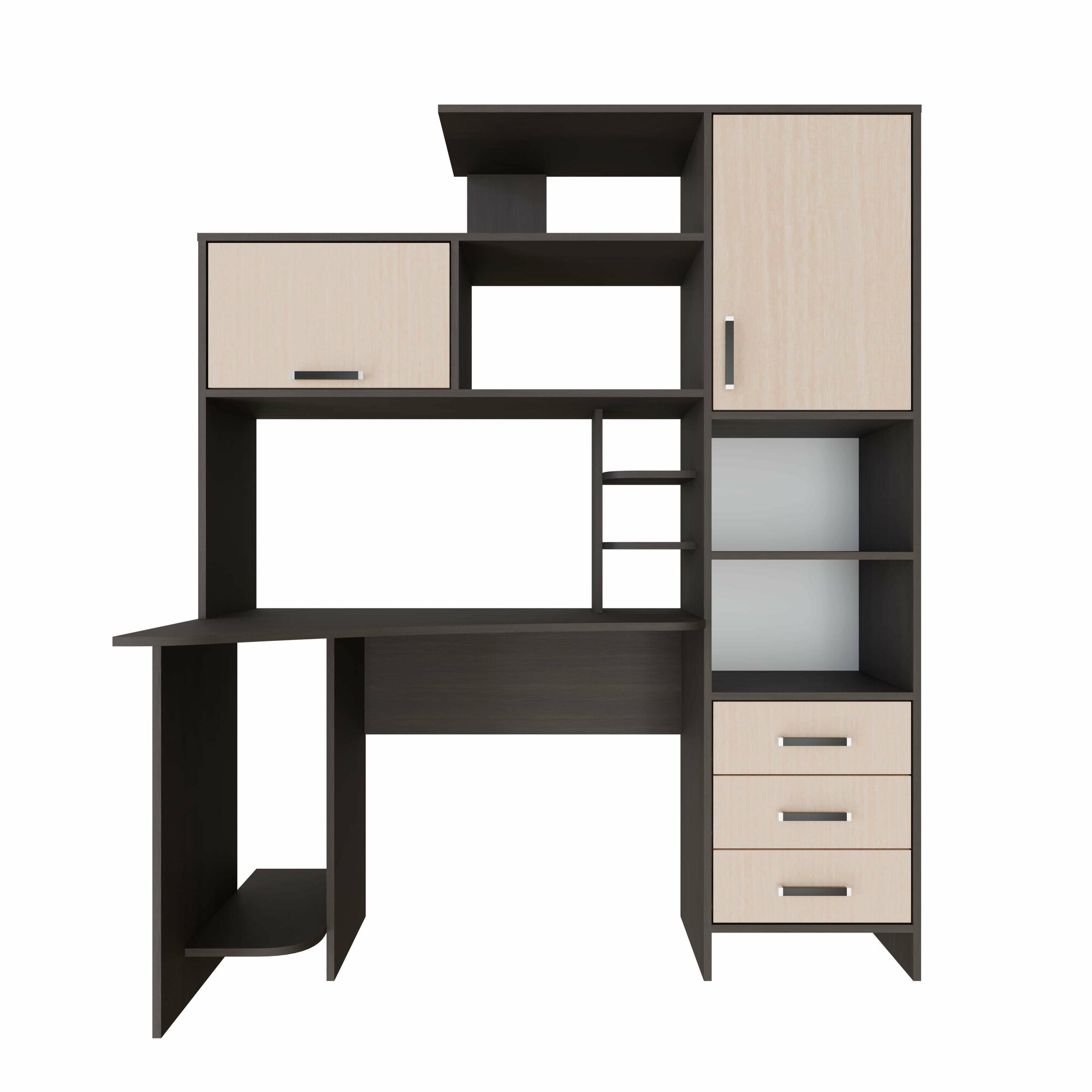 Стол компьютерный напольный №6 150,0x182,0x81,4 см, венге/дуб млечный