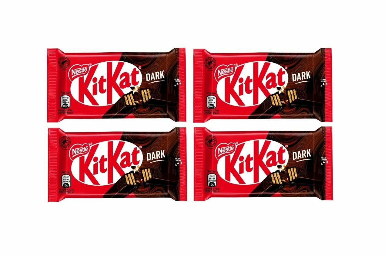 Темный шоколадный батончик KitKat 4 Fingers DARK / КитКат Дарк 4 пальчика, 4 шт. по 41,5 грамма
