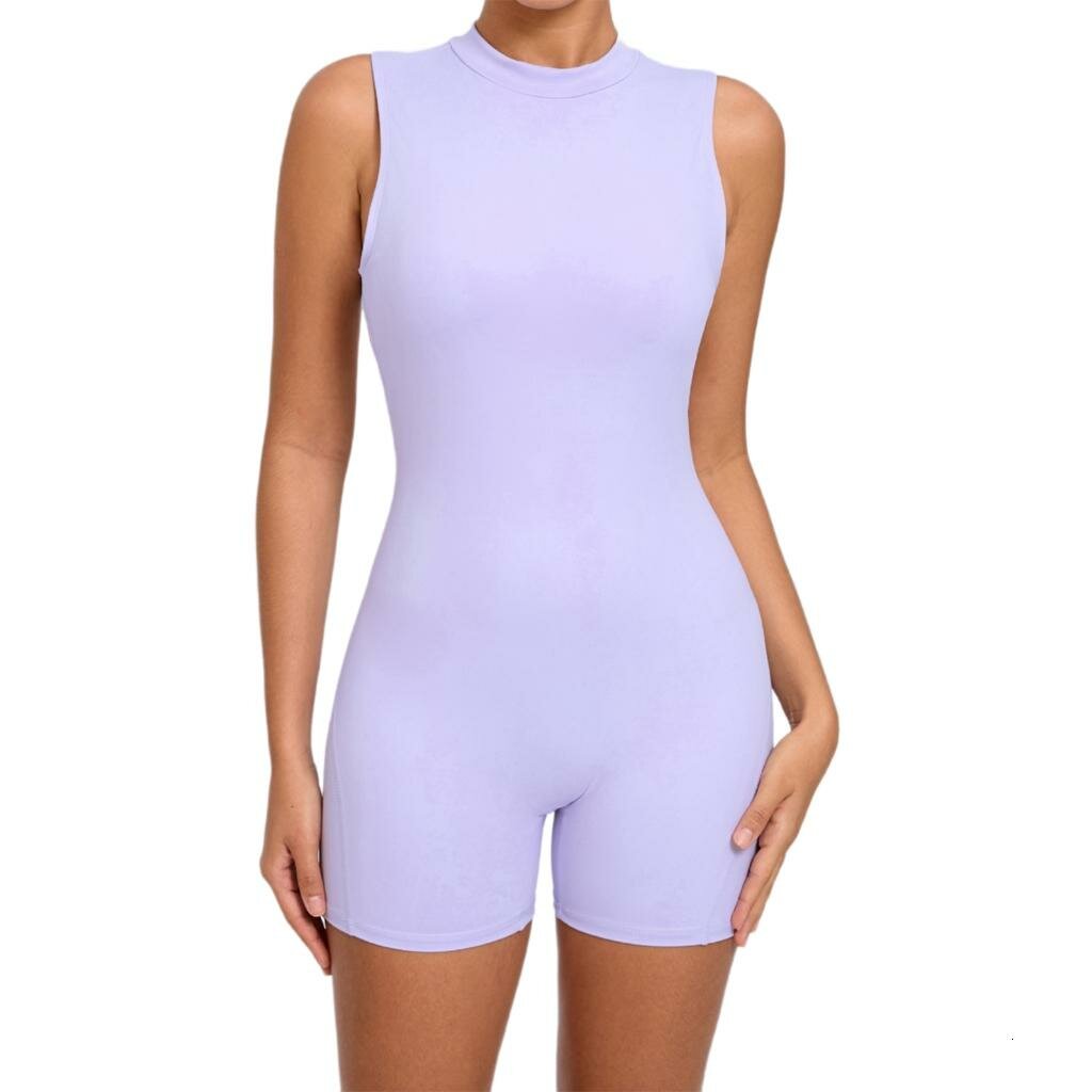 Женский боди-ромпер без рукавов, Светло-фиолетовый - L