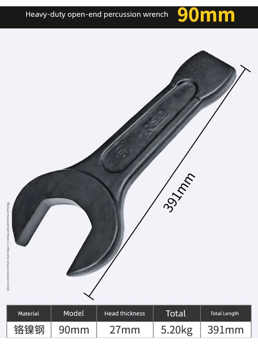 Ключ рожковый 90мм, хром-молибден, перкуссия