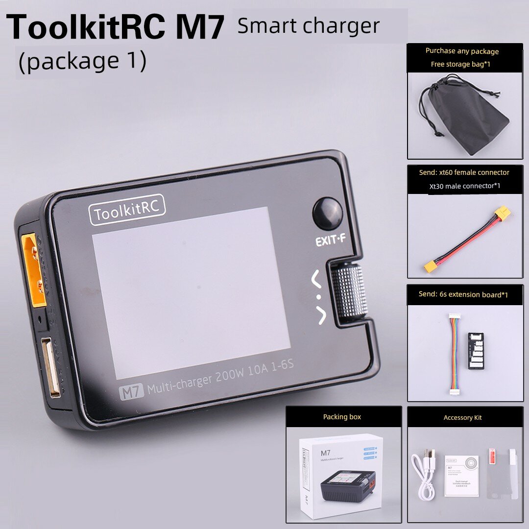 Toolkrc M7 200W 10A Многоязычное зарядное устройство с USB-C кабелем для ноутбуков